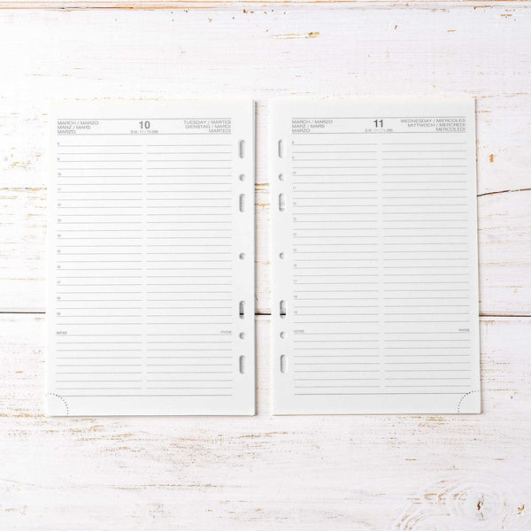 A6 Personal Daily Diary 2025 refill for Organisers, 5 languages, White ...
