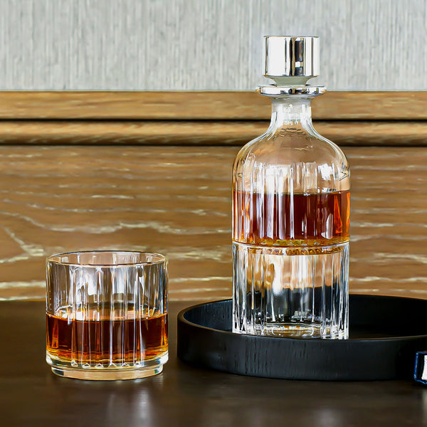 Crystal Bar Set of Carafe and Teo Glasses, Silver-Plated Decoration ...