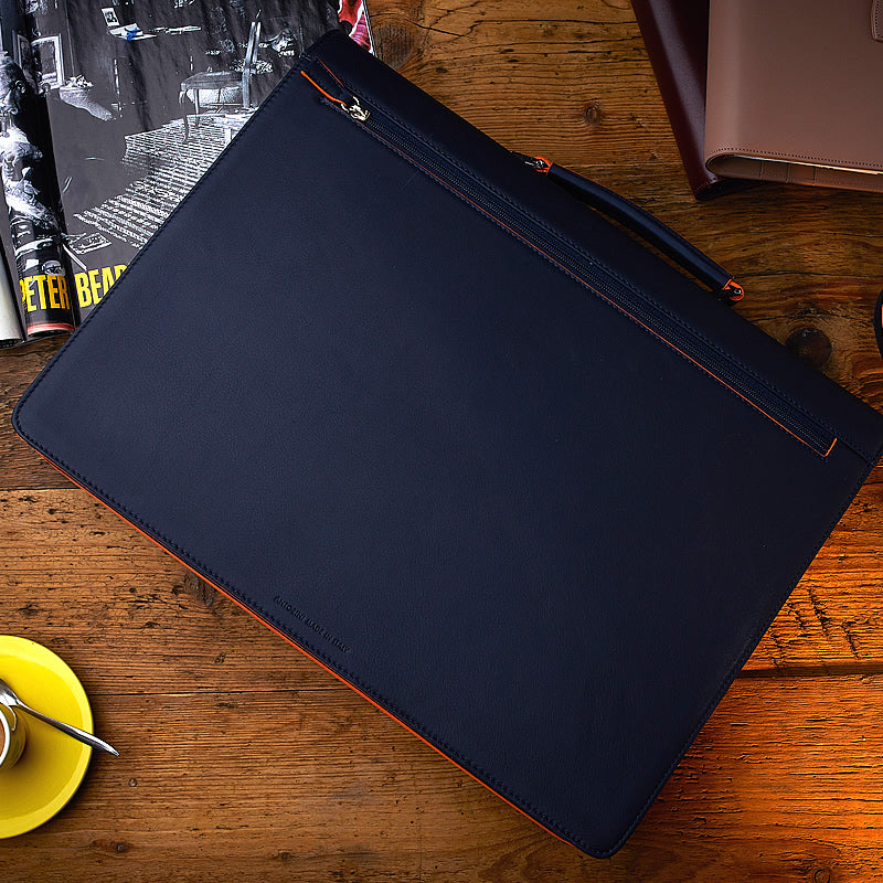 Leather Briefcase in Navy&Orange – ANTORINI®