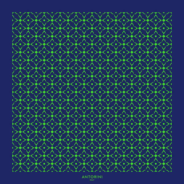 Geometric Silk Scarf - Blue & Neon Green – ANTORINI®