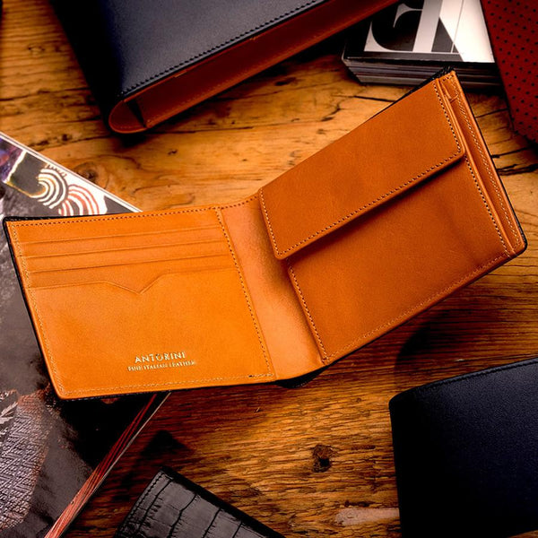 Men's leather wallet ANTORINI Nature Collection, Camel brown, 4cc ...