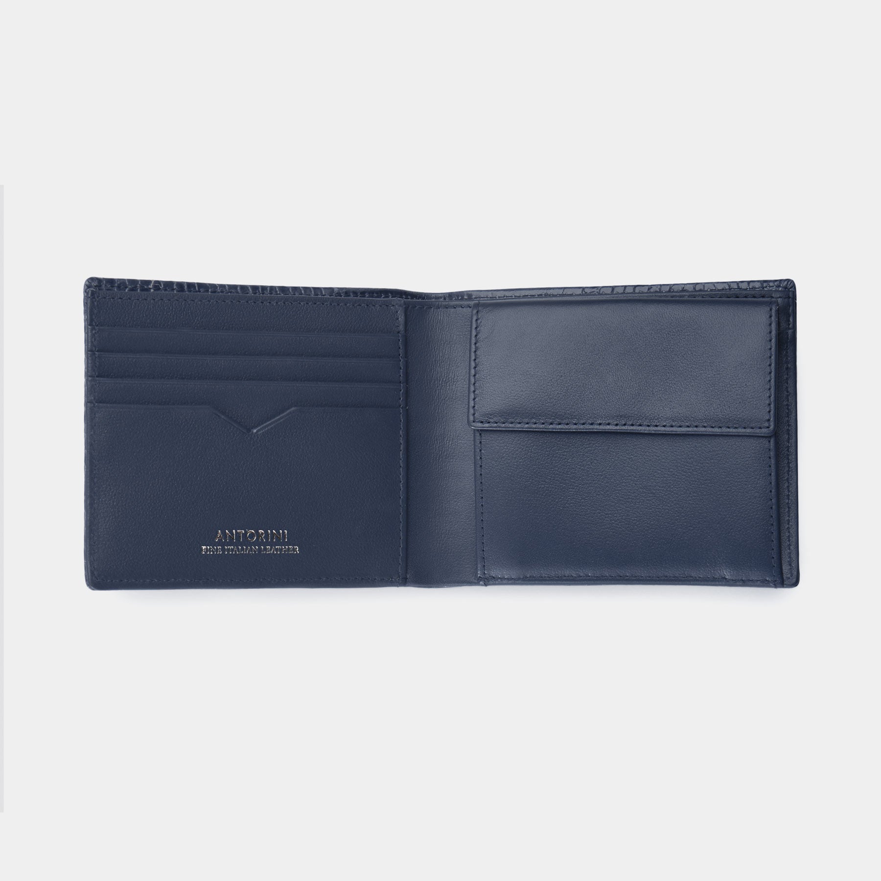 Men's Billfold Coin Wallet ANTORINI Elite in Blue Croc – ANTORINI®