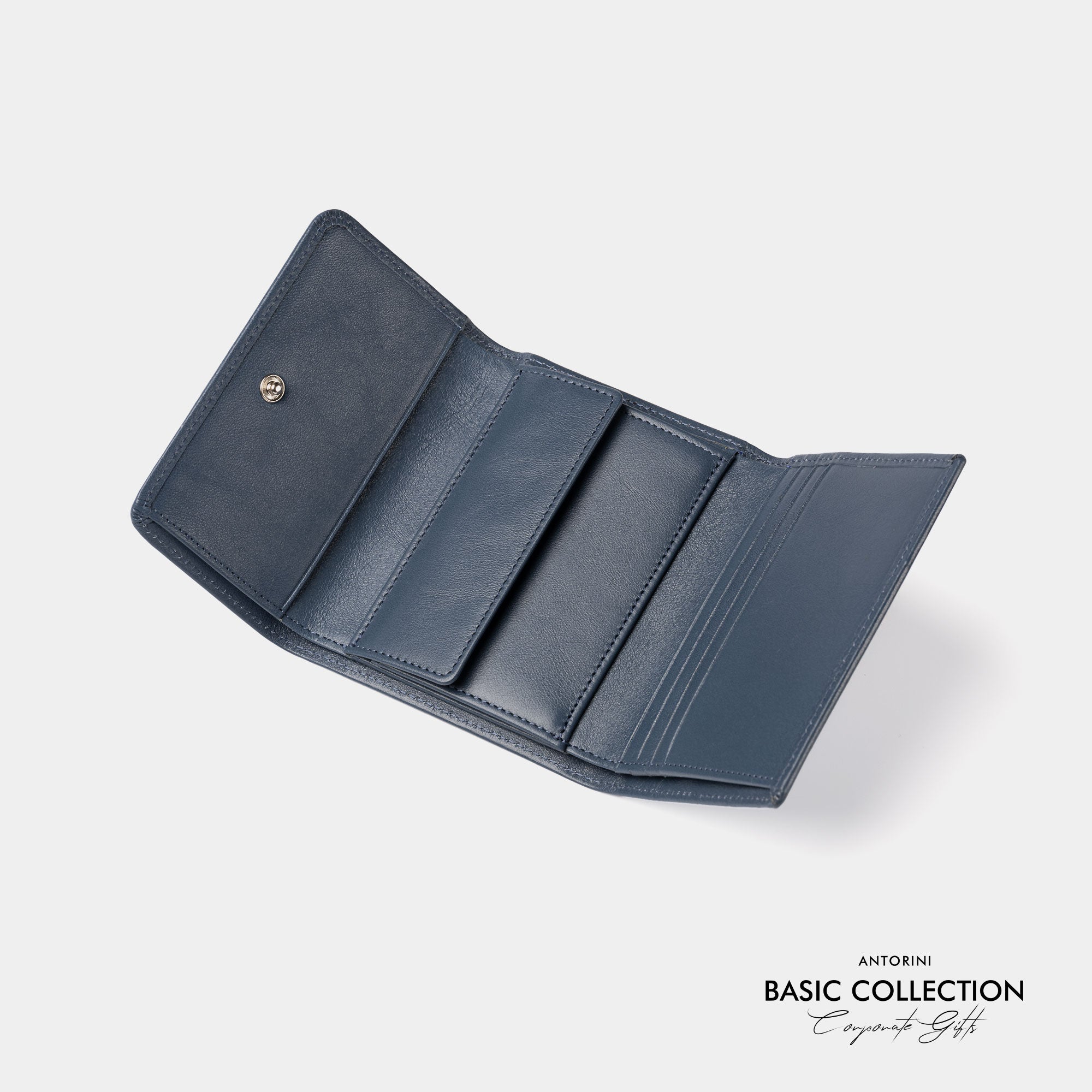 Leather Trifold Wallet in Blue - Corporate Collection – ANTORINI®