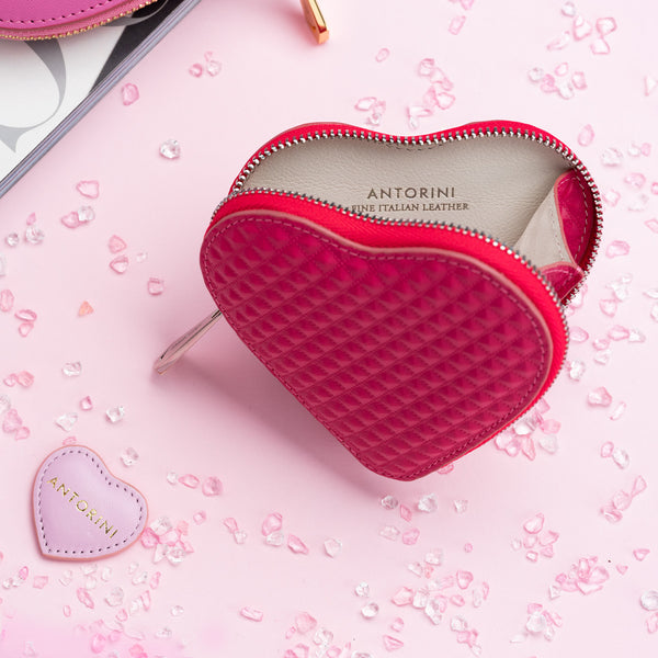 ANTORINI Heart Change Purse, Fuchsia with Pyramids – ANTORINI®
