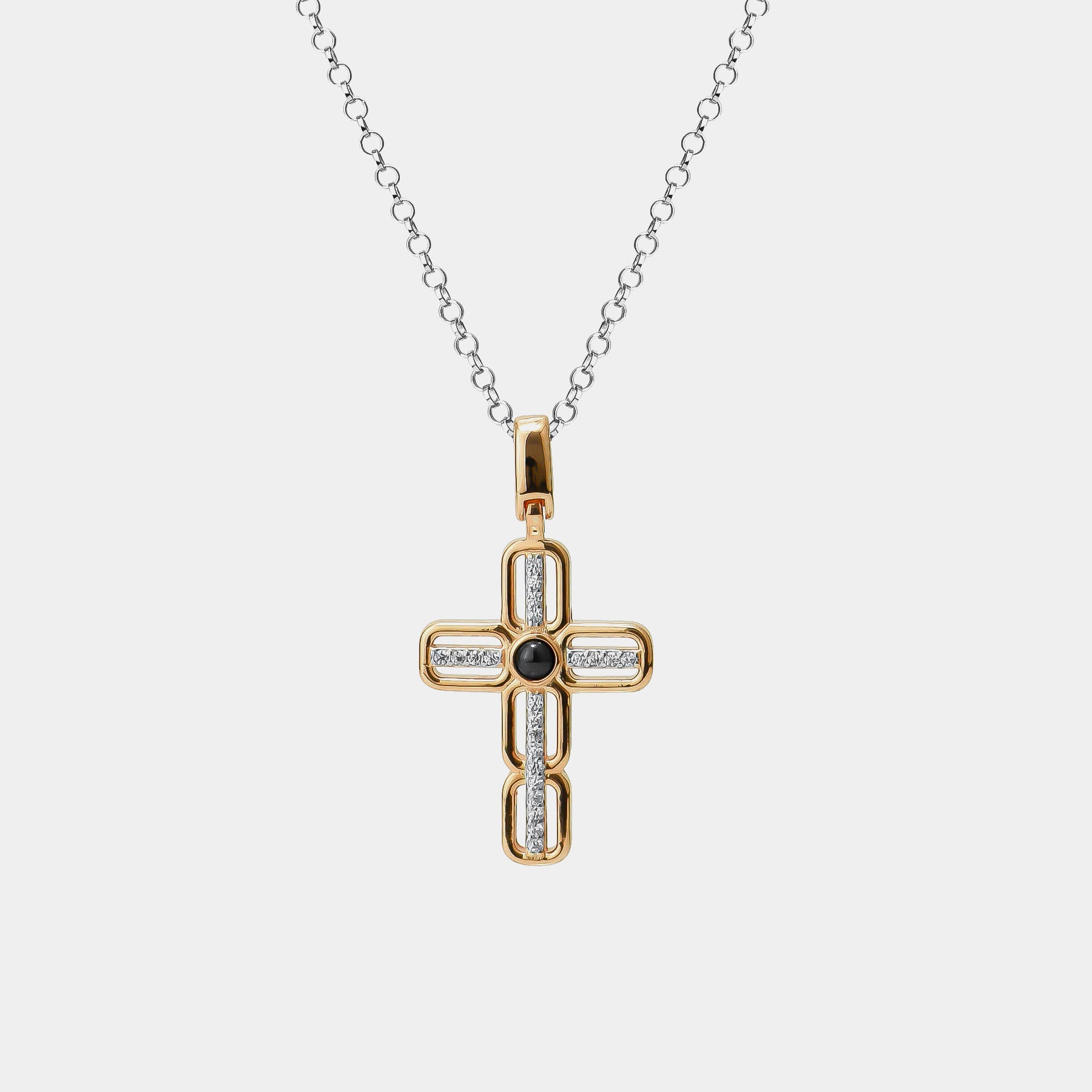 Silver Cross Necklace With Zirconia, Silver 925/1000, 5,6 g, gold plat ...