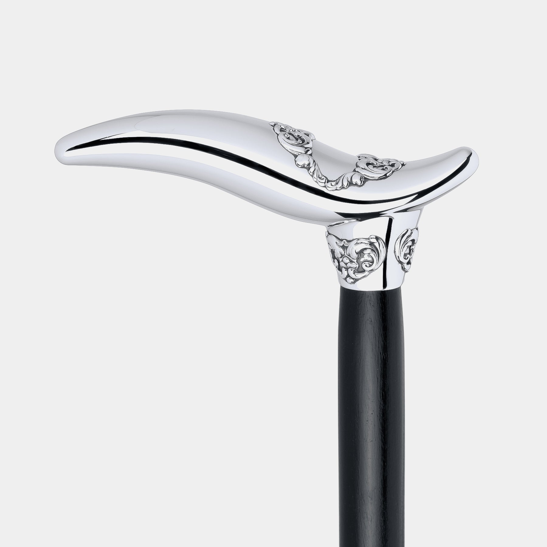 Black Walking Stick With Sterling Silver Handle, Silver 925/1000, 141 ...